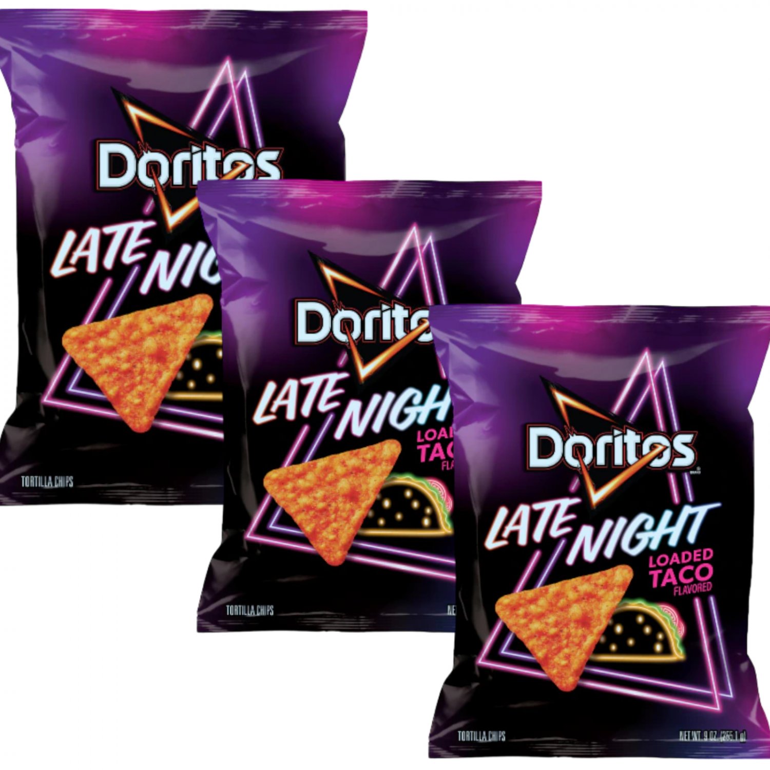 Doritos Tortilla Chips LATE NIGHT LOADED TACO Flavor (3 Pack) 9 Oz NEW ...
