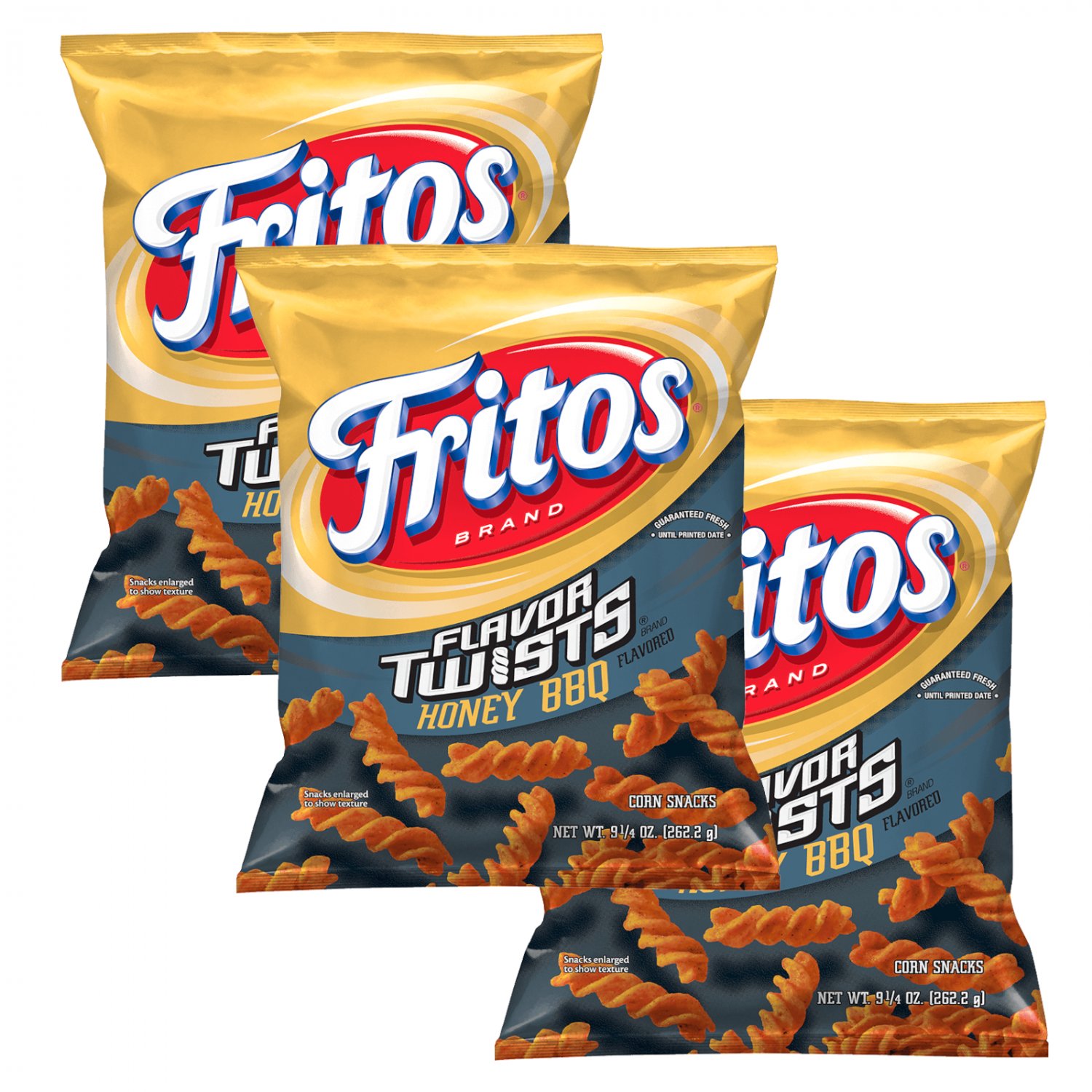 Fritos Corn Chips, Twists Honey BBQ, 9.25 Oz Frito-Lays (3 Bags)