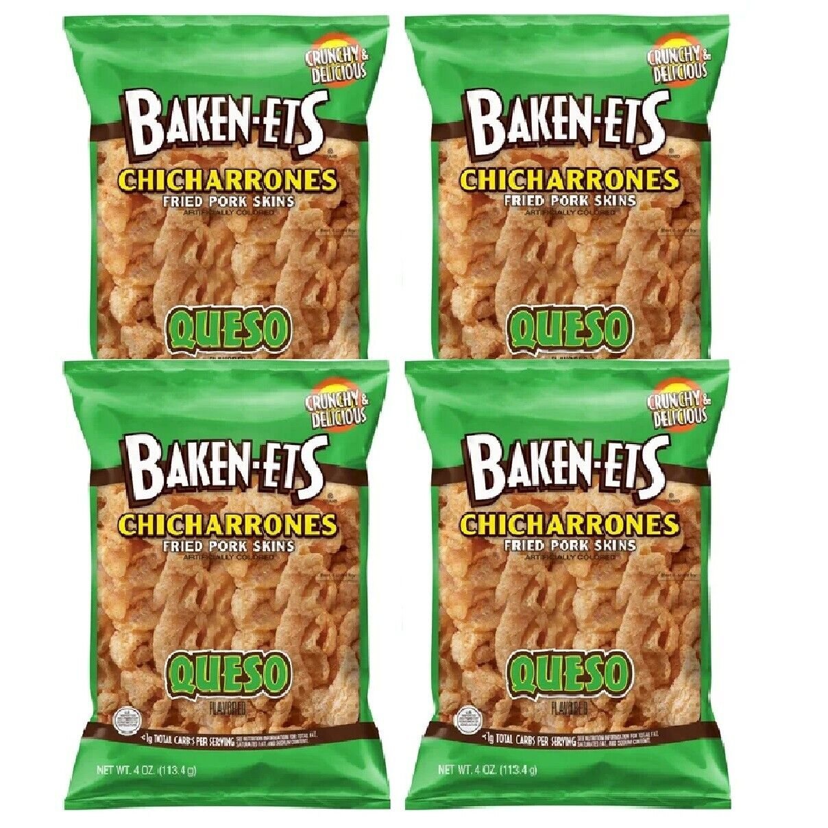 Frito-Lay BAKEN-ETS QUESO Fried Pork Skins Chicharrones 4 Oz. (4 Bags) 9924