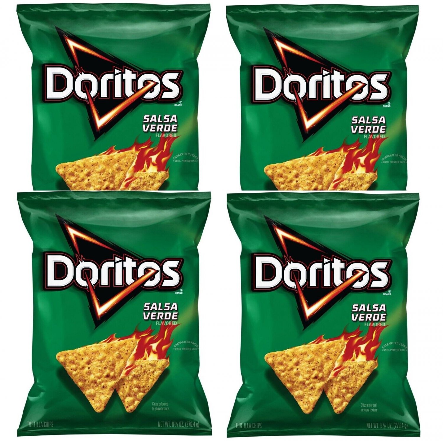 Doritos SALSA VERDE Flavor Tortilla Chips 9.25 Bags (4 Bags)