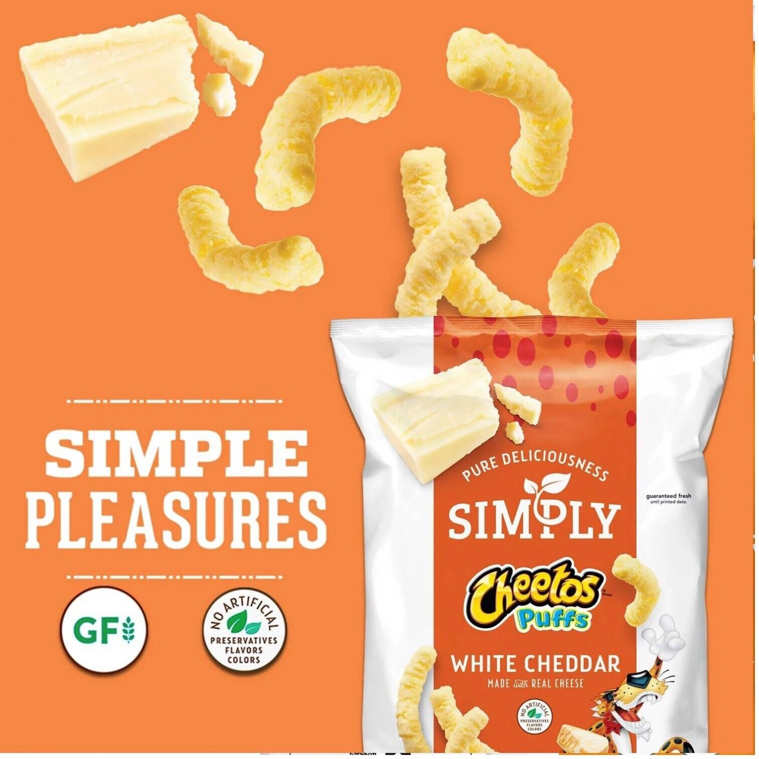 Simply Cheetos WHITE CHEDDAR CHEESE PUFFS Flavored Cheesy Snacks 8 Oz ...