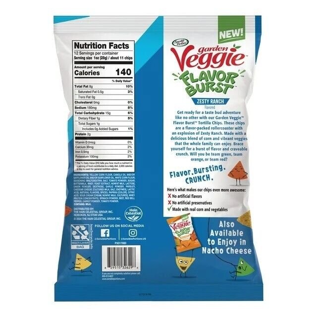 Sensible Portions GARDEN VEGGIE BURST ZESTY RANCH Tortilla Chips, 12 oz ...