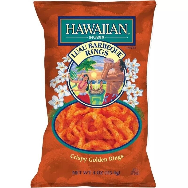 Hawaiian Brand LUAU BARBEQUE Rings Crispy Golden Chips Zesty Snacks (1 ...