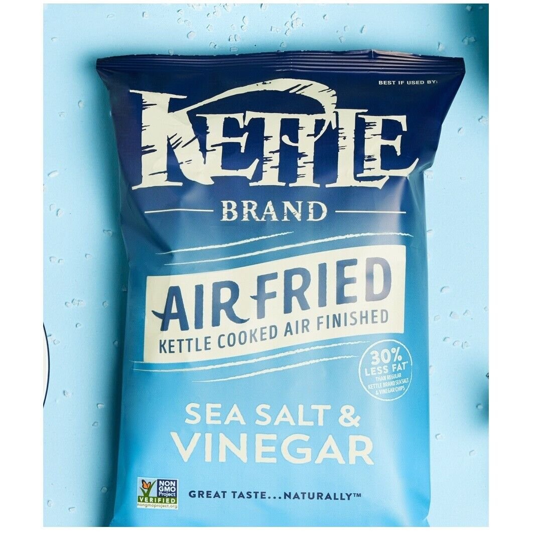 Kettle Brand Potato Chips Air Fried SEA SALT & VINEGAR 6.5Oz 30% Less ...