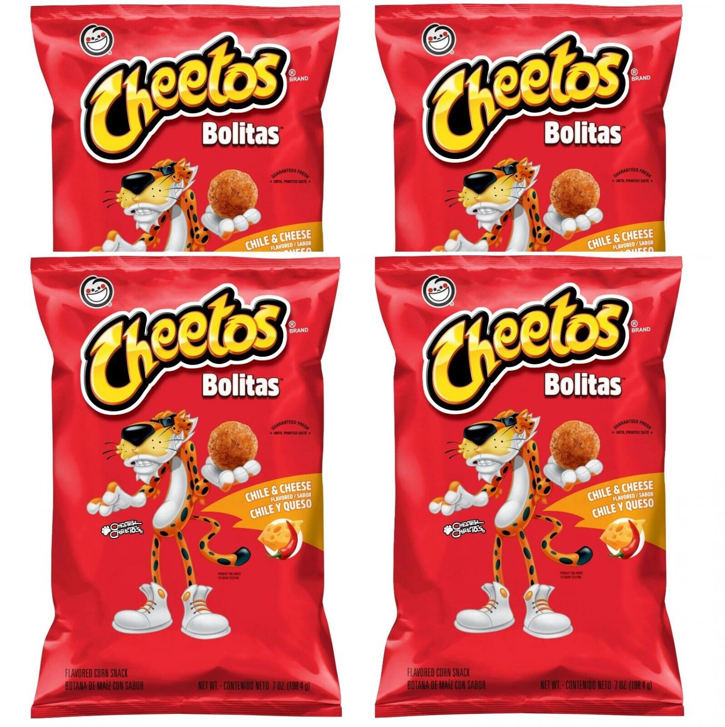 Cheetos Bolitas Cheese Balls, Chili & Cheese, Latin Flavors 7oz. 4 Bags ...