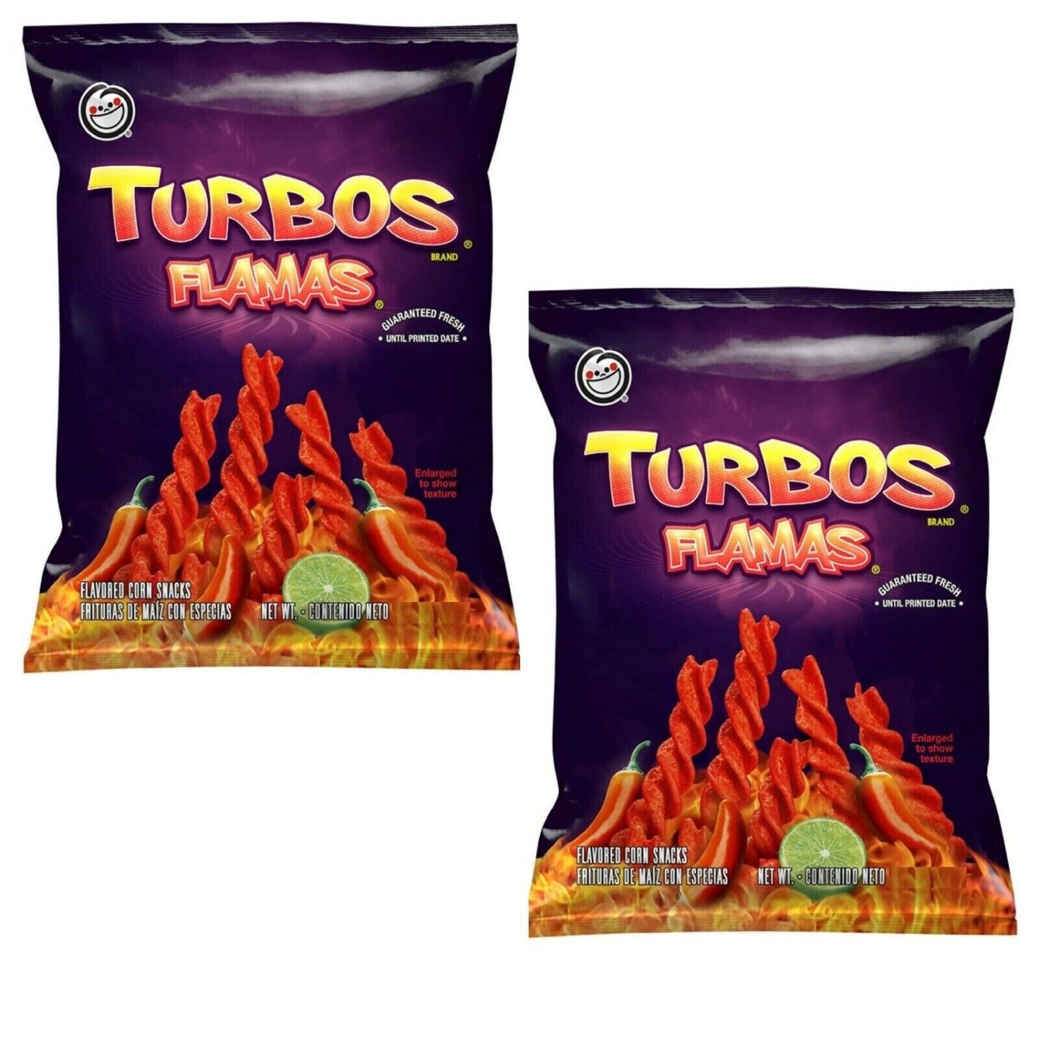 Frito Lay, Sabritas Flavored TURBO FLAMAS Corn Snacks 9.25oz 2 Bags
