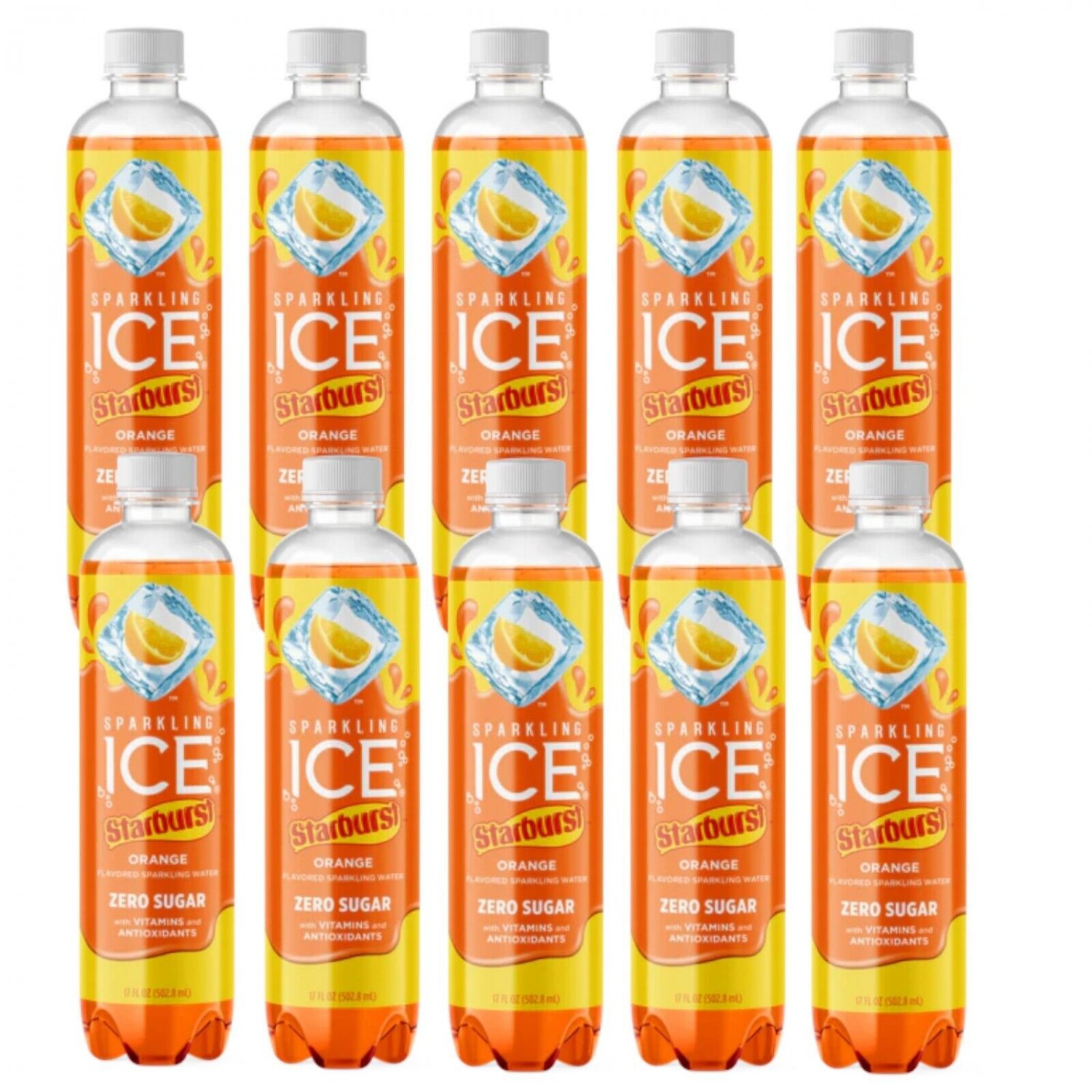 Sparkling Ice Water STARBURST ORANGE Zero Sugar 17 oz, 10 Pack