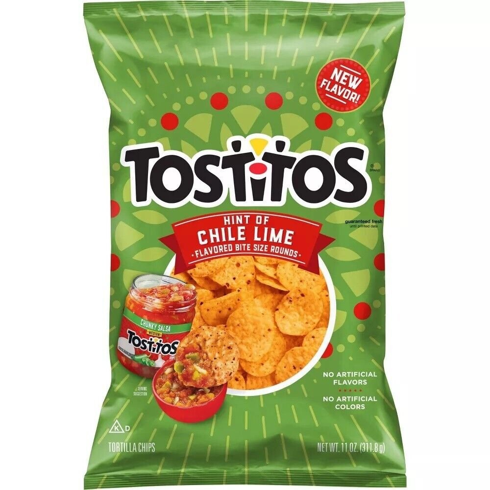 Tostitos HINT OF CHILE LIME Bite Size Rounds Tortilla Chips 11oz (1 Bag ...