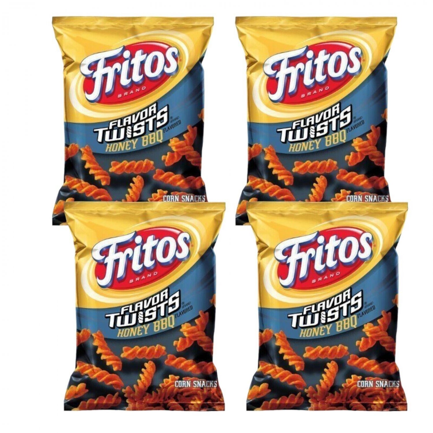 Fritos HONEY BBQ TWISTS Corn Chips Snacks (4 Pack) 9.25 Oz