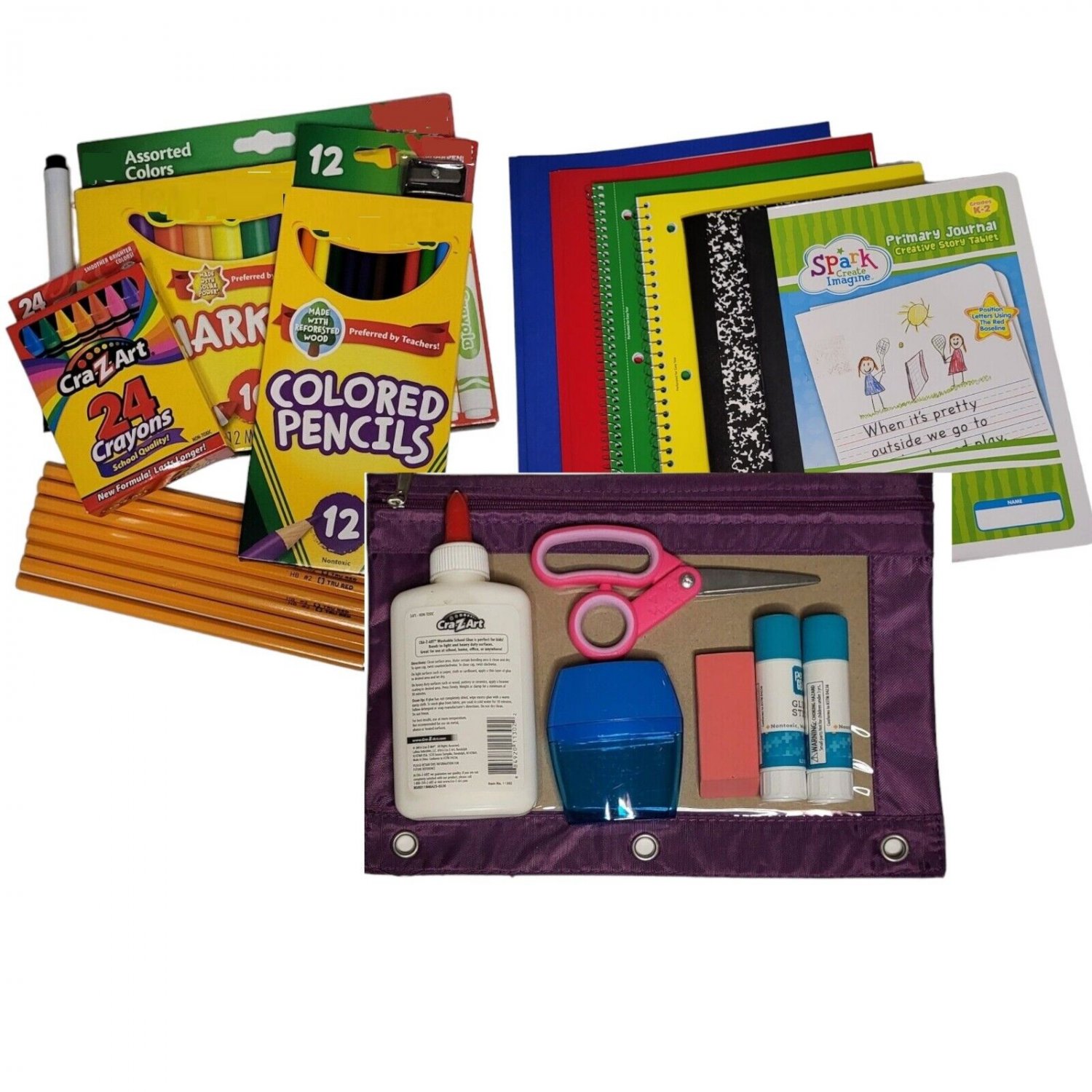 School Supply Bundle Kindergarten to 1st Grade, Notebooks Pencils ...