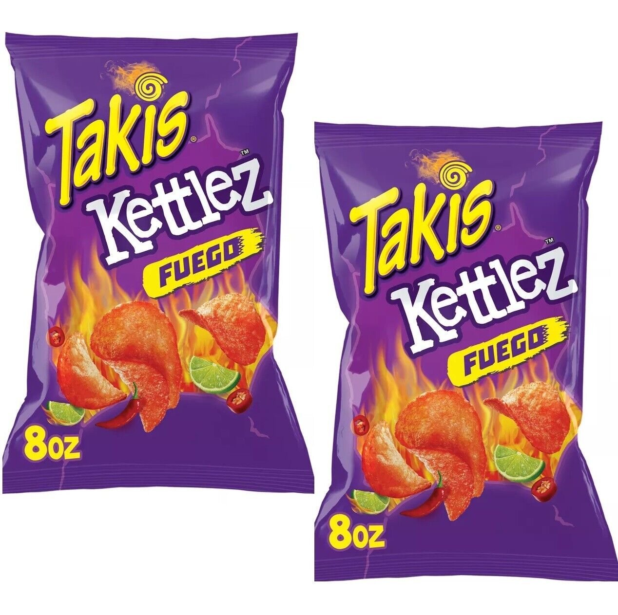 Takis FUEGO CHIPPZ 8 oz Hot Chili Pepper & Lime Thin-Cut Potato Chips ...