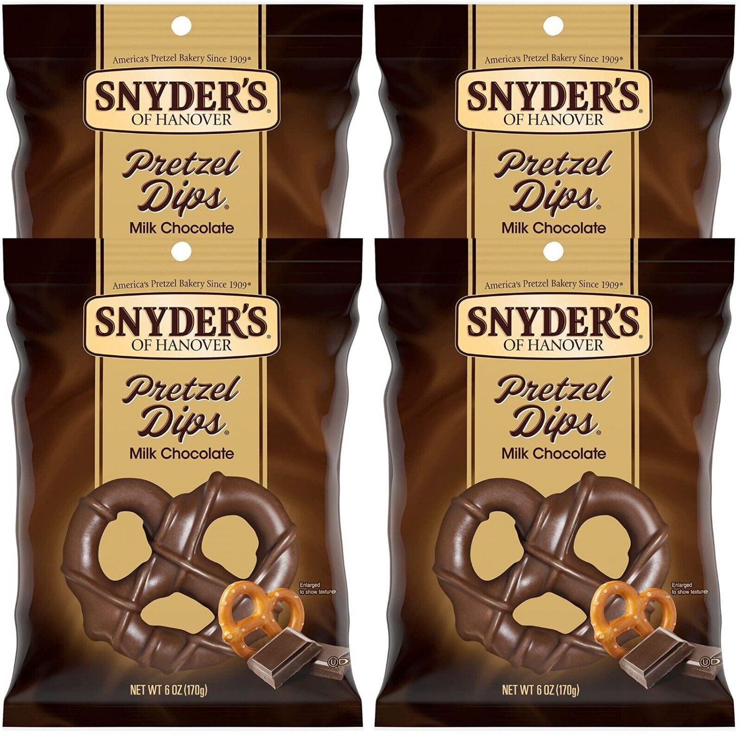 Snyder's of Hanover Pretzel Dips Milk Chocolate Covered 4 Bags 6 Oz ...