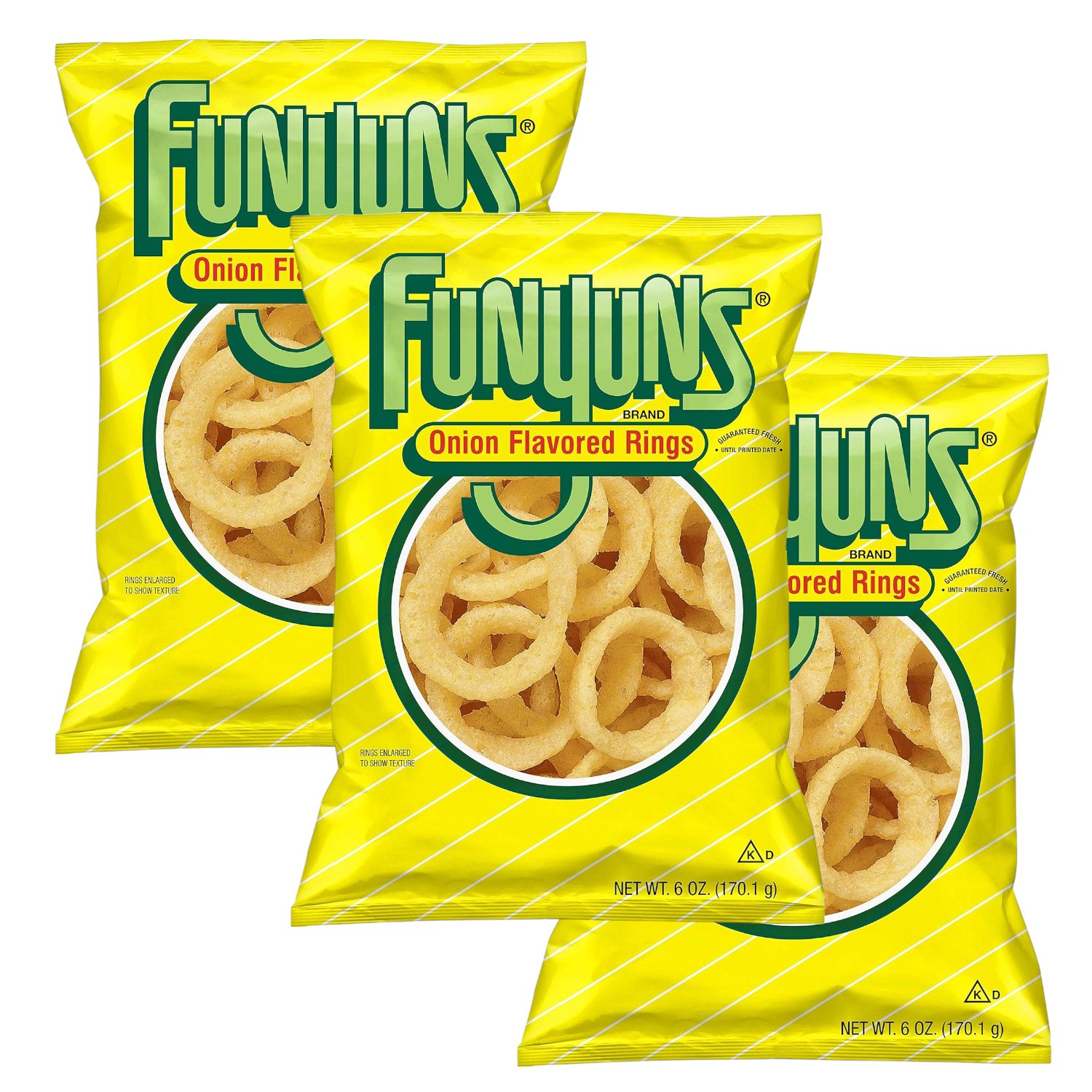 Funyuns ORIGINAL Onion Flavored Rings Snack Bag, 6 Oz. (3 Pack)