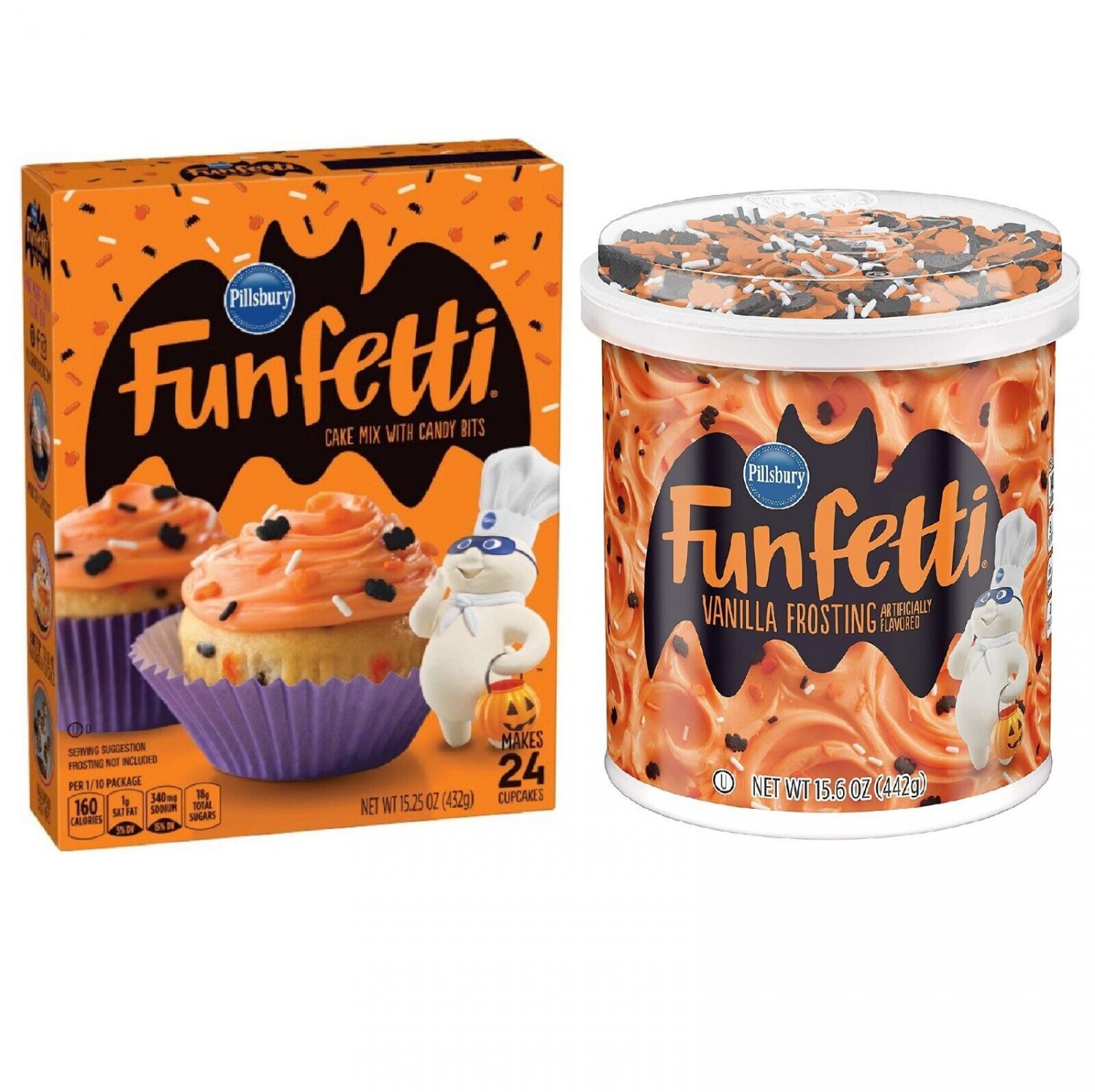 Pillsbury Funfetti Cake Mix w Candy Bits & Vanilla Frosting Halloween 9924
