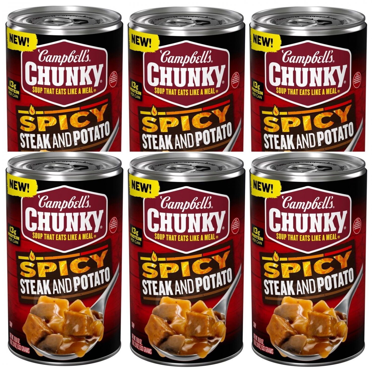 Campbell's Chunky Soup, SPICY STEAK AND POTATO Ready to Serve 18.8 Oz ...