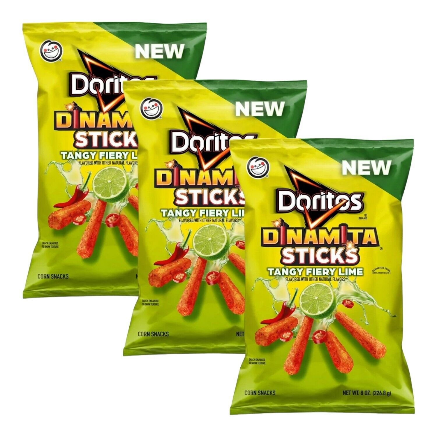 Doritos Dinamita Sticks TANGY FIERY LIME Tortilla Chips 9 Oz. (3 Pack)