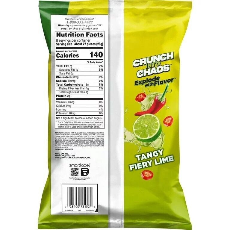 Doritos Dinamita Sticks TANGY FIERY LIME Tortilla Chips 9 Oz. (3 Pack)