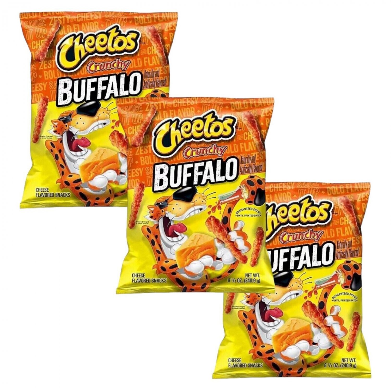 Cheetos Crunchy Cheese Buffalo Flavored Snack Chips 8.5oz 3 Bags