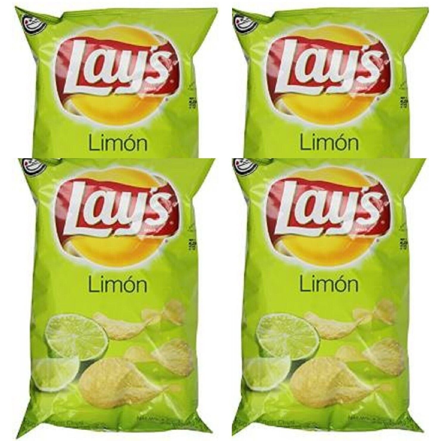 Lay's Potato Chips LIMON Flavor, Crispy, Zing of Lime 7.75 oz, 4 Bags