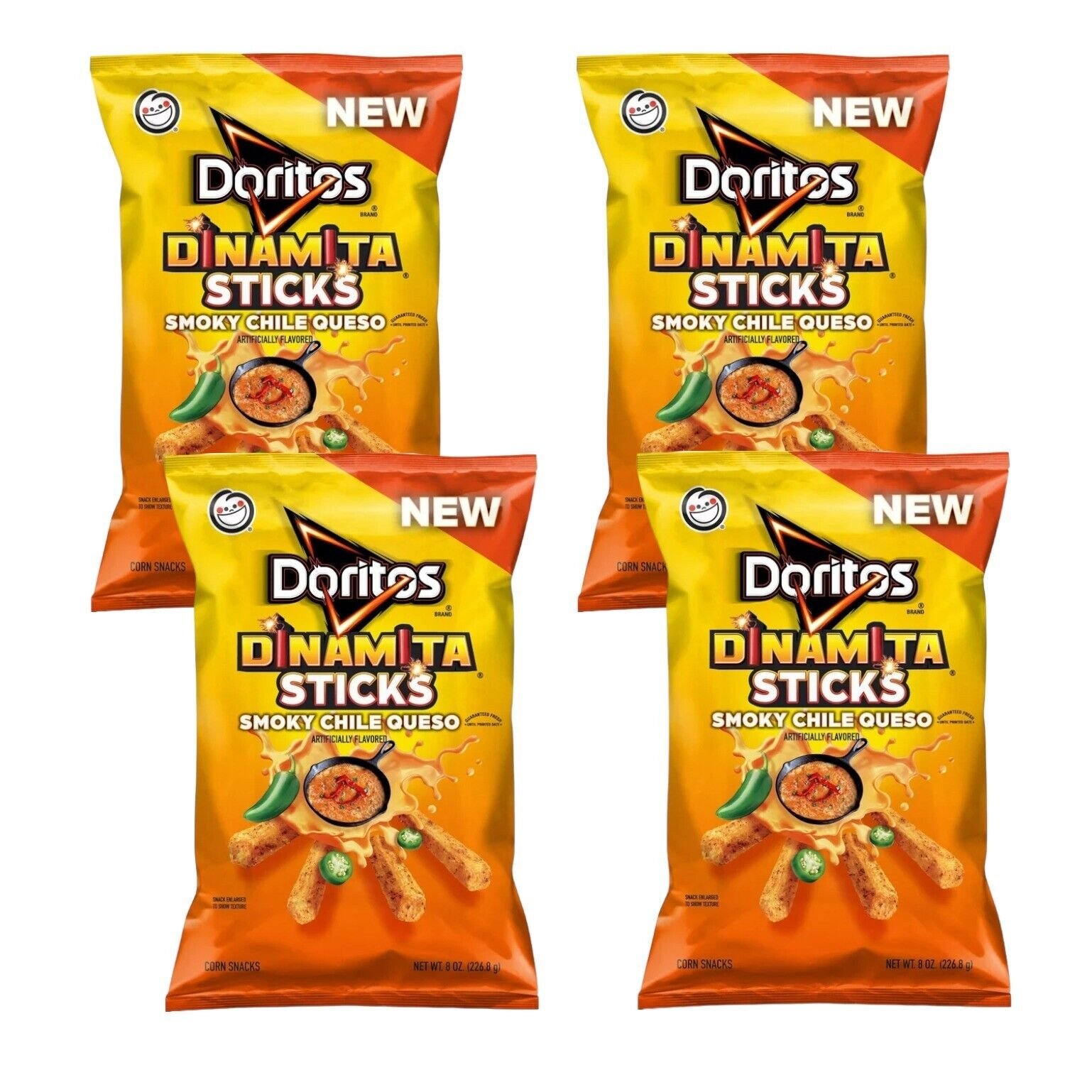 Doritos Dinamita Sticks SMOKY CHILE QUESO Tortilla Chips 9 Oz. (4 Pack)