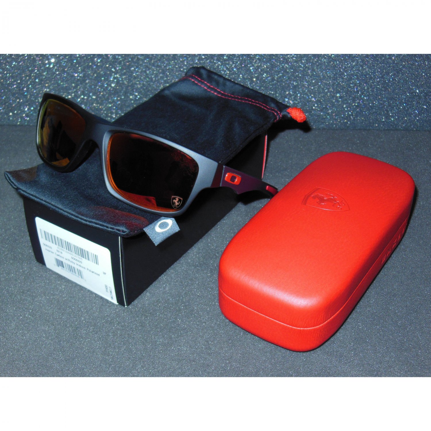Oakley Jupiter Squared Ferrari Sunglasses Carbon/Ruby Iridium Polarized