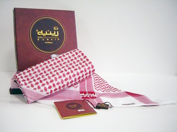 Red Saudi Renaih Shemagh / Kufiya / Kafiya / Arab Scarf