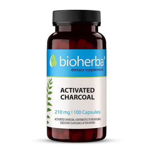 Activated charcoal - for diarrhea, upset stomach, Bioherba, 210 mg, 100 ...