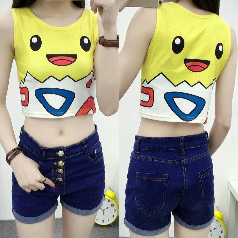 Kawaii Clothing Anime Pikachu Japan T-Shirt Pokemon Go Crop Top WH020