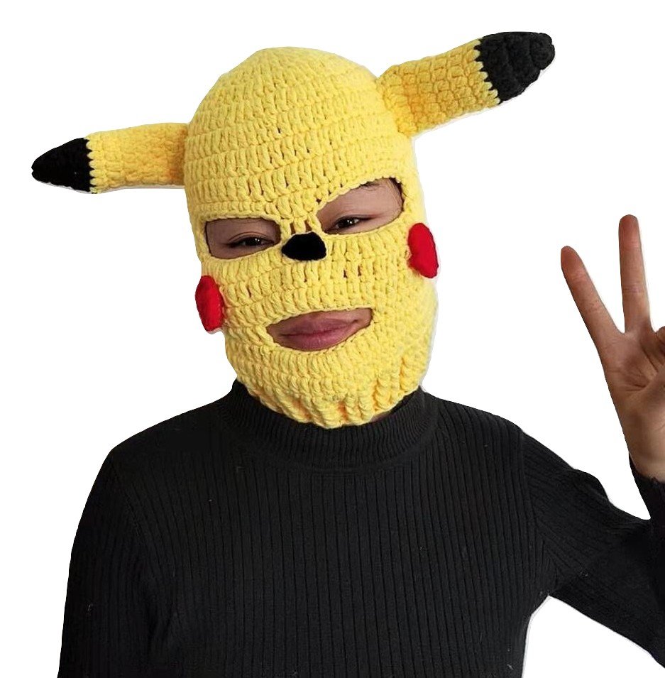 Kawaii Clothing Pikachu Pokemon Ski Mask Knitted Funny Costume Cartoon ...