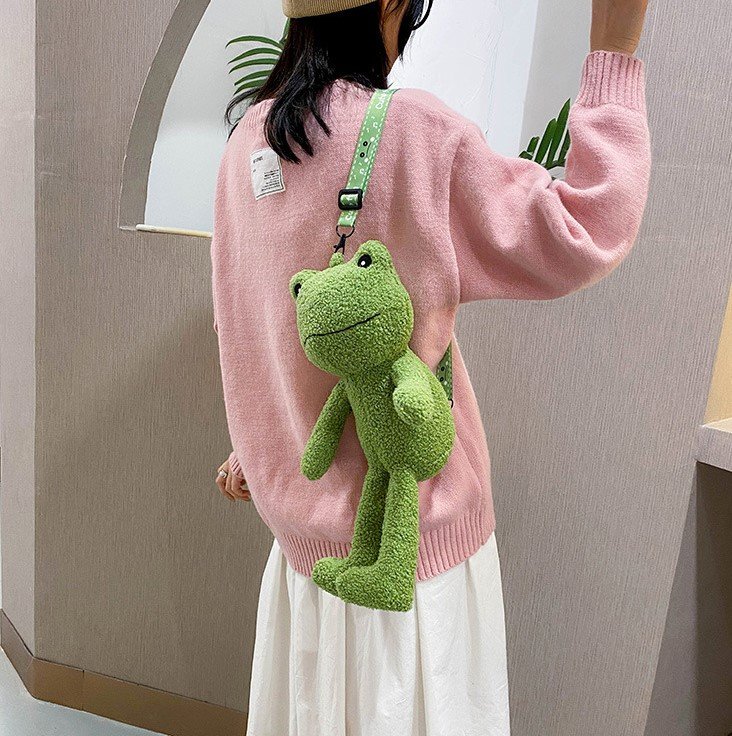 Kawaii Clothing Frog Plush Bag Harajuku Funny Cartoon Green Cute Japan ...