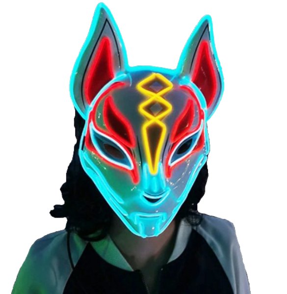 Kawaii Clothing Fox Led Mask Face Animal Kitsune Glow Luminous ...