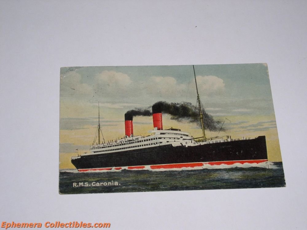 STEAMSHIP SHIP Postcard RMS CARONIA LINE Ephemera
