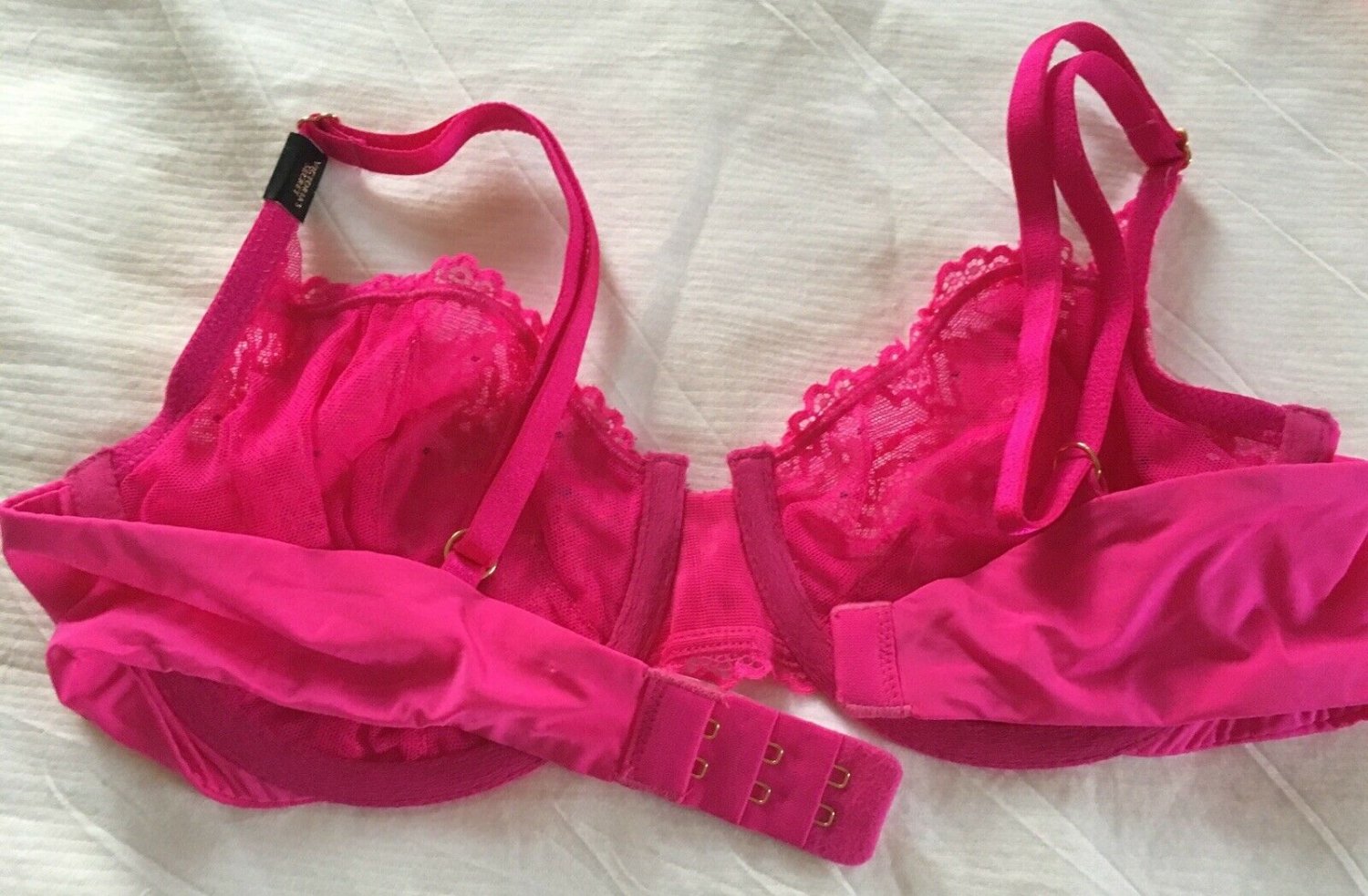 Nwt Victorias Secret Embellished Bra 34c Hot Pink Lace