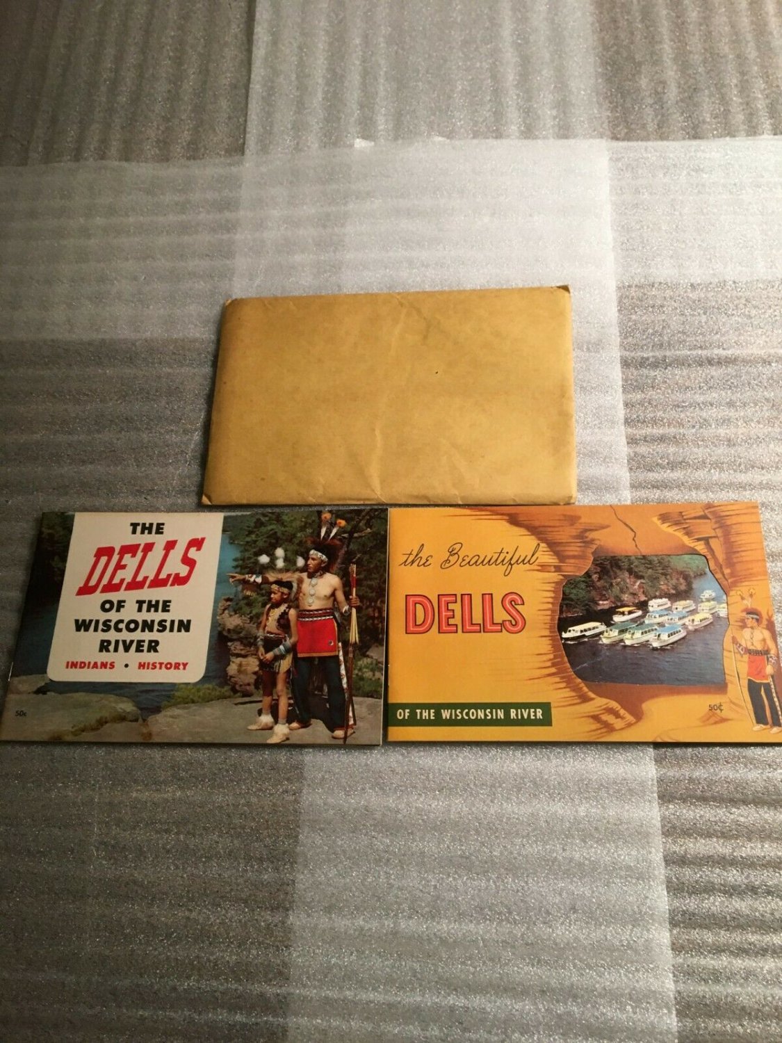 2 Vintage Travel Brochure Wisconsin Dells 1954 With Original Envelope