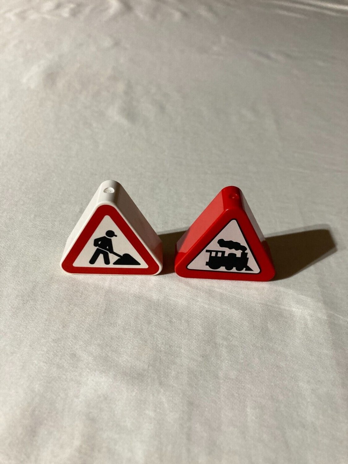 Lego Duplo Brick Triangle Road Sign with Construction Worker & Train ...
