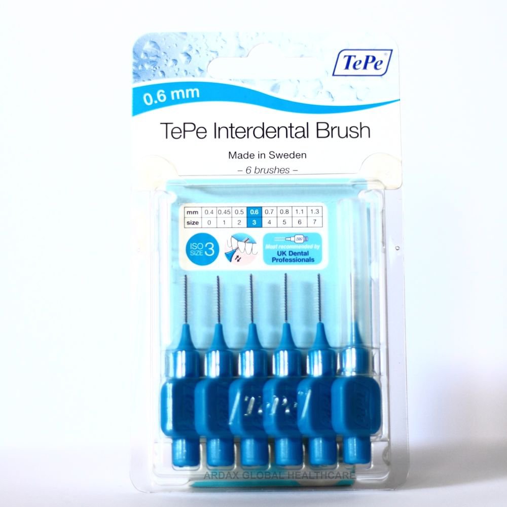 TePe TE-PE INTERDENTAL BRUSH BLUE ISO SIZE 3, 0.6MM X 6 BRUSHES PER PACK