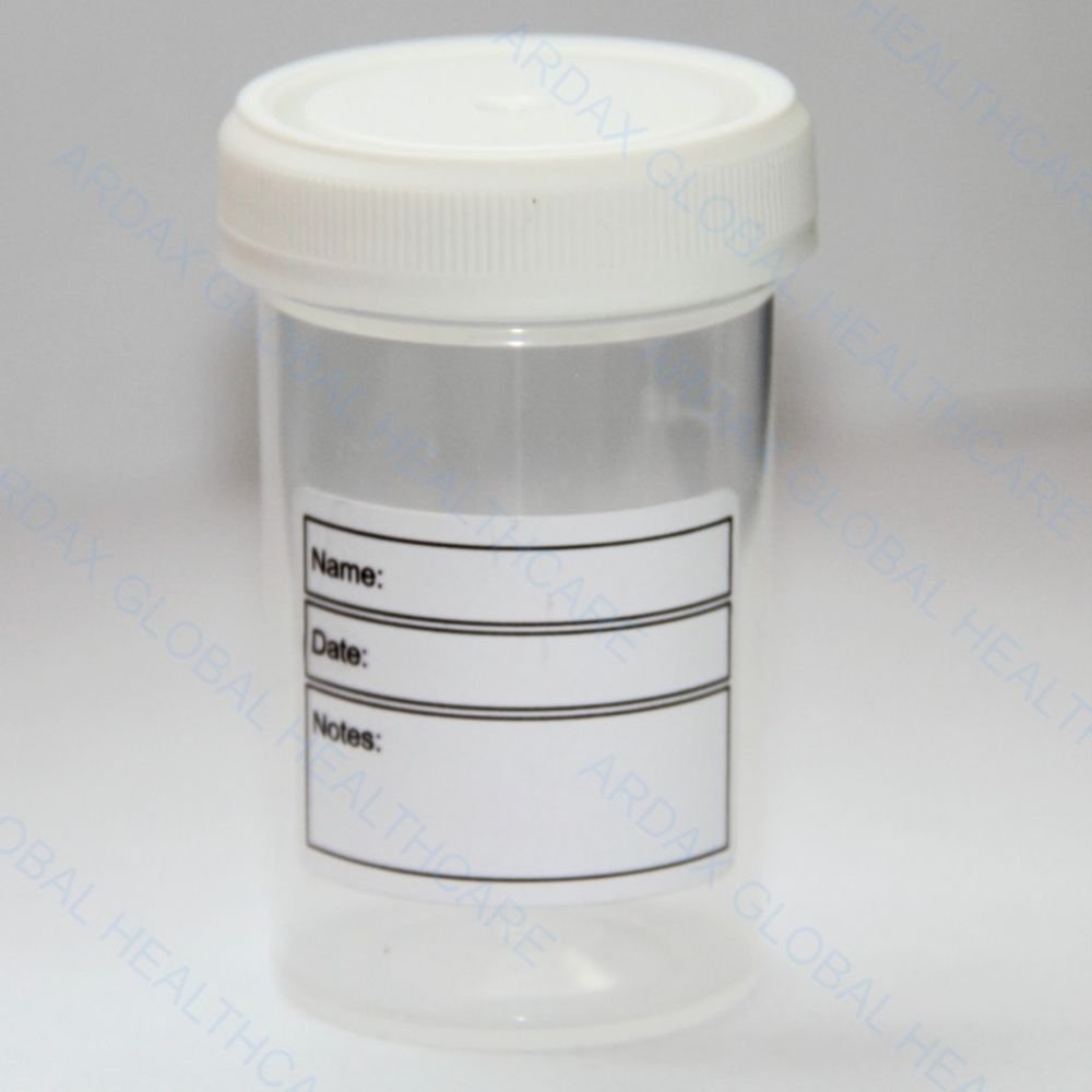 SAMPLE SPECIMEN URINE BOTTLE CONTAINER GRADUATED + LID 60ML