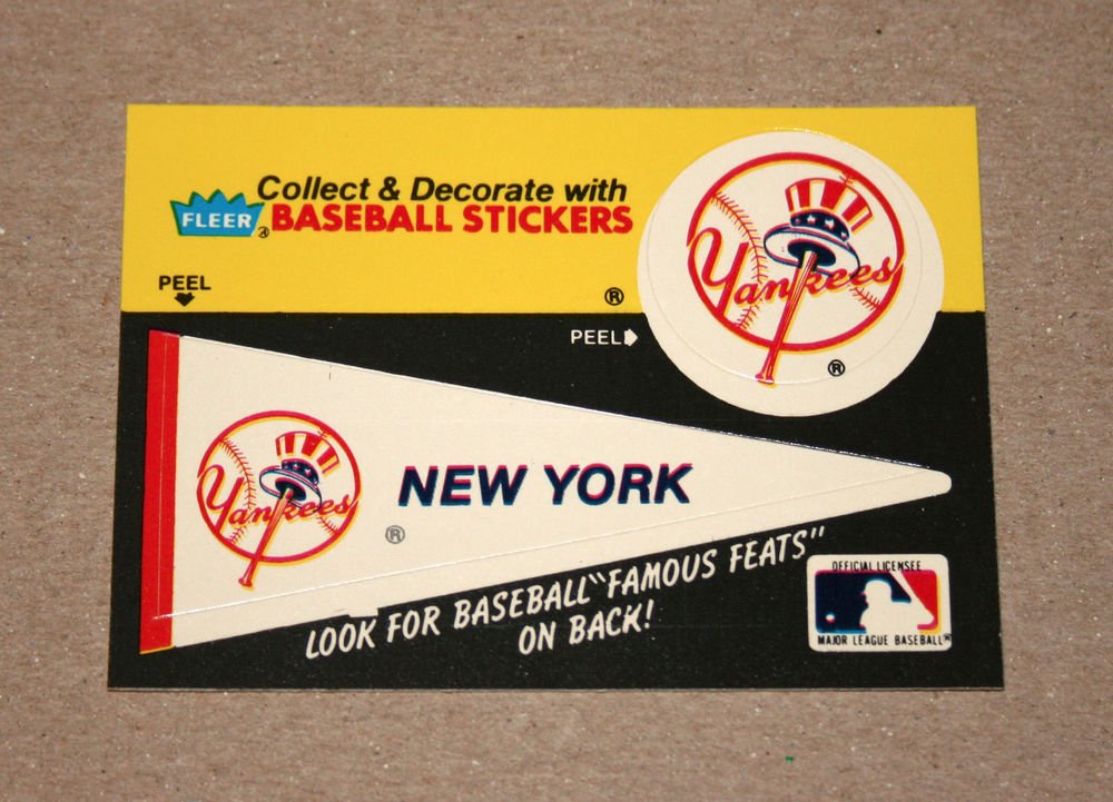 1986 FLEER BASEBALL - New York Yankees Team Logo & Pennant Sticker Card