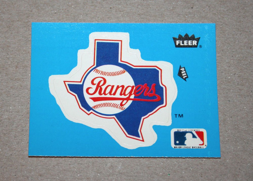1985 FLEER BASEBALL - Texas Rangers Team Logo Blue Sticker Card