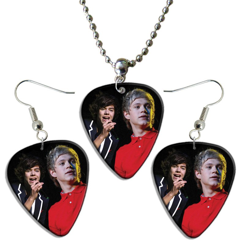 One Direction Guitar Pick Plectrum Playable Earrings & Necklace Set ...