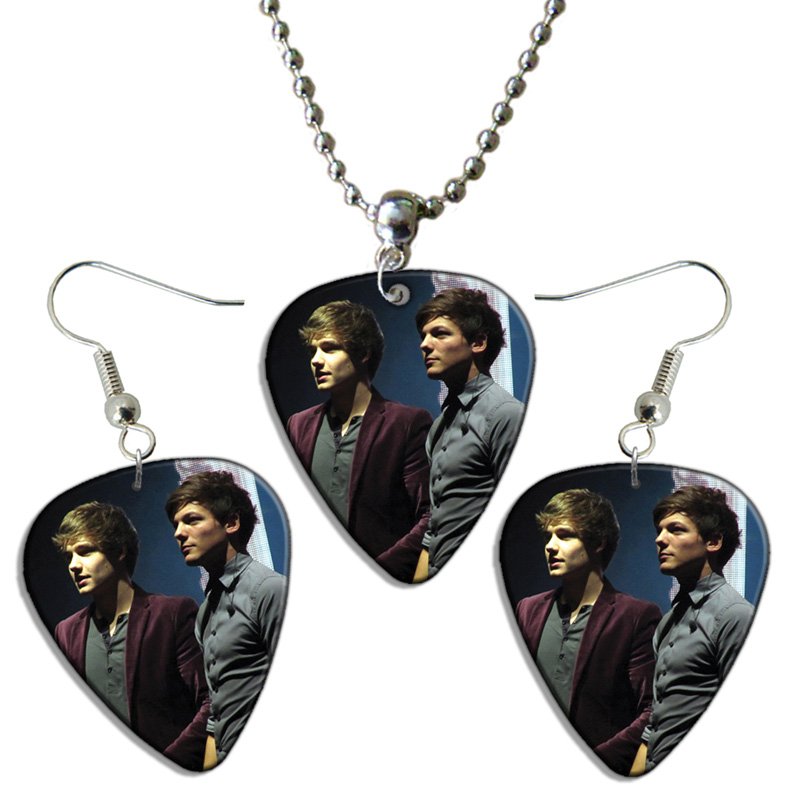 One Direction Guitar Pick Plectrum Playable Earrings & Necklace Set ...