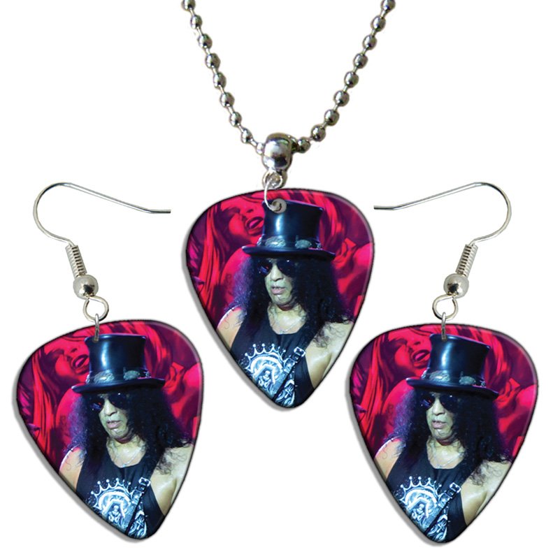 Slash Guns N Roses Guitar Pick Plectrum Playable Earrings & Necklace ...
