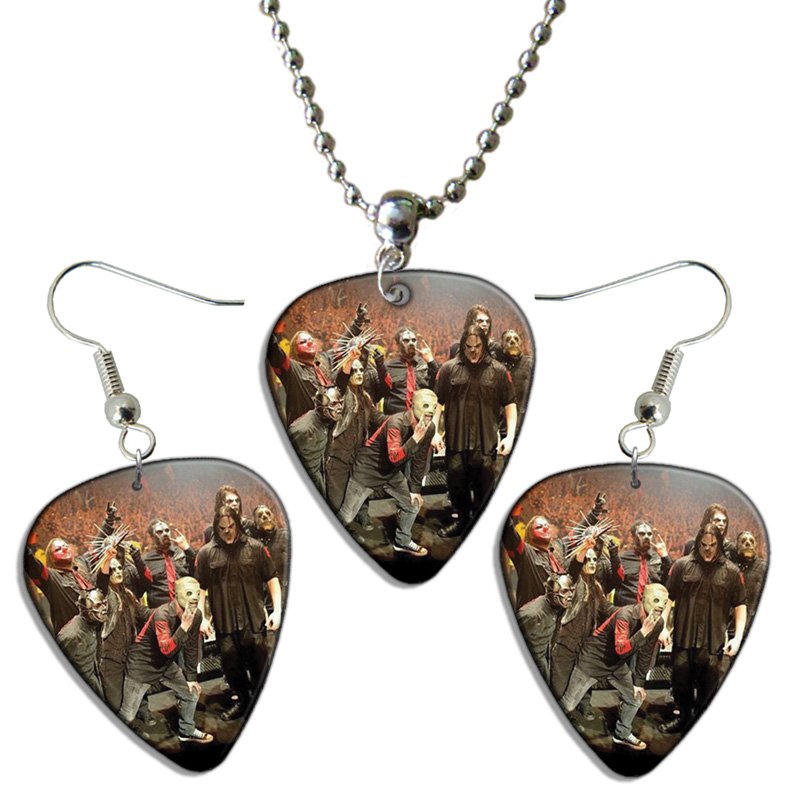 Slipknot Guitar Pick Plectrum Playable Earrings & Necklace Set Licensed ...