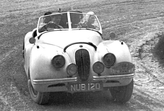 Ian & Patricia Appleyard Jaguar XK120 rallying at 1952 Coupe des Alpes ...