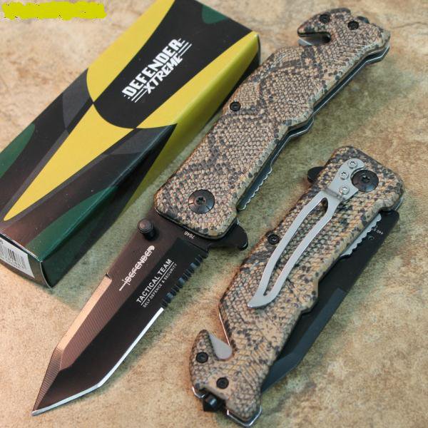 8" BROWN HANDLE TACTICAL TEAM KNIFE WITH BELT CLIP