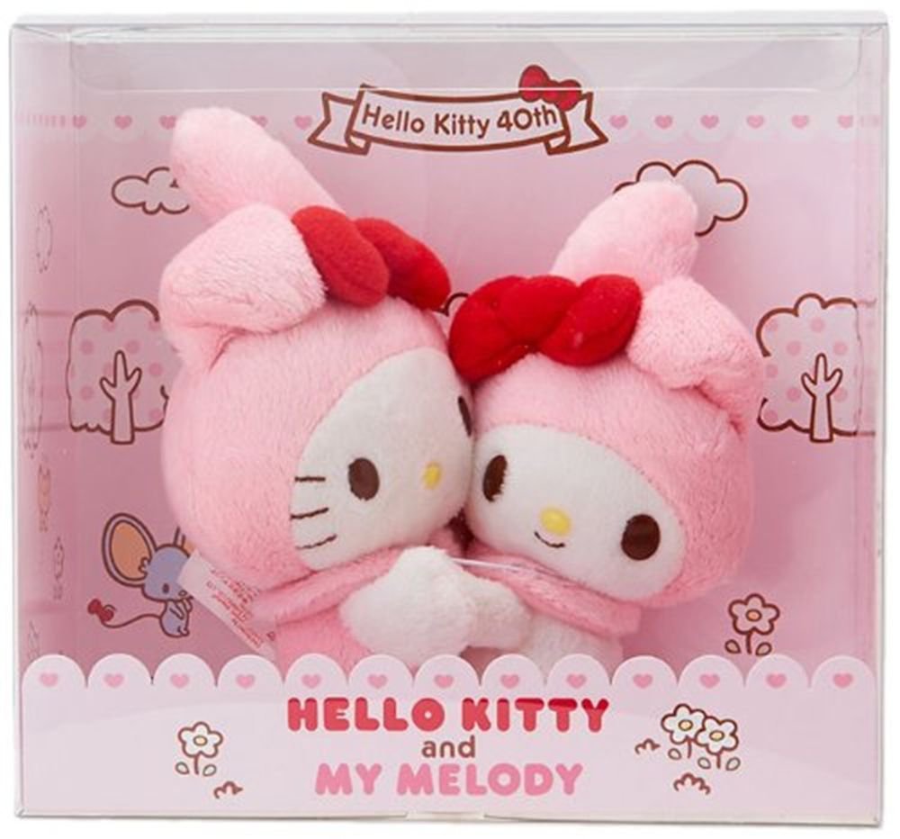 Hello Kitty And My Melody Plush Doll 40th Anniversary From Sanrio Japan New