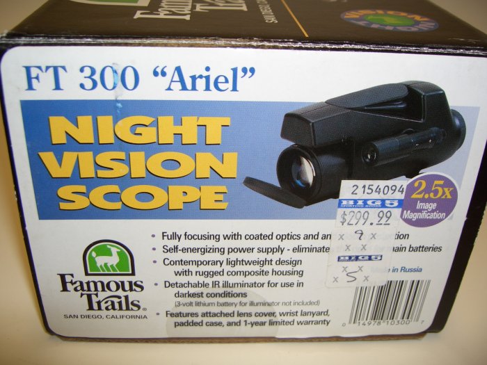 Famous Trails Night Vision Scope FT-300 "Ariel" 2.2x Image Magnification