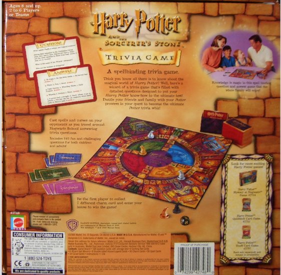 Harry Potter And The Sorcerer's Stone Trivia Game 2000 Mattel