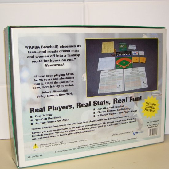 1995 APBA Pro Baseball Board Game Real Players