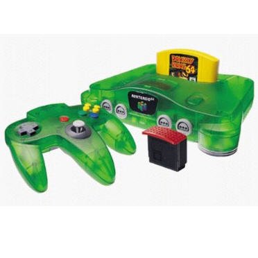 Nintendo 64 System Jungle Green Video Game Console Donkey Kong Bundle